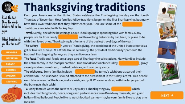 Thanksgiving Reading A2 | Genially