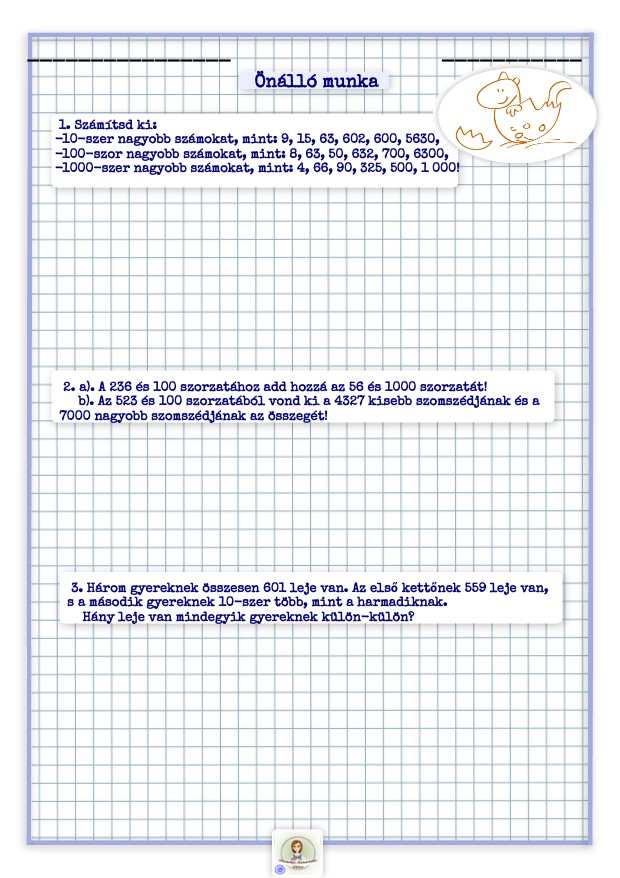 Szorzás: a)10 100 1000,b)egyj.sz.átl.n.,c)egyj.sz.átl. | Genially