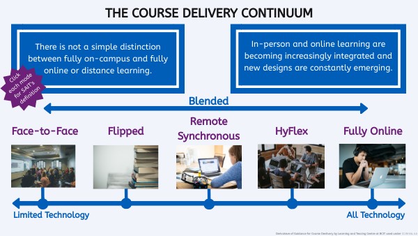 THE COURSE DELIVERY CONTINUUM (one page) | Genially
