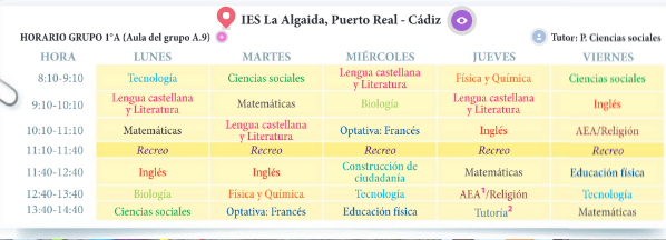 Mi horario de clase | Genially