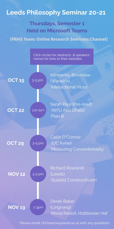 Philosophy Seminar 2020 2021 semester 1