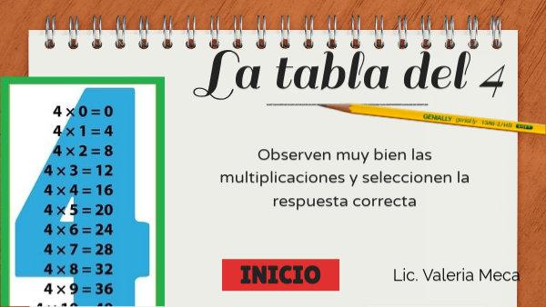 tabla del 4