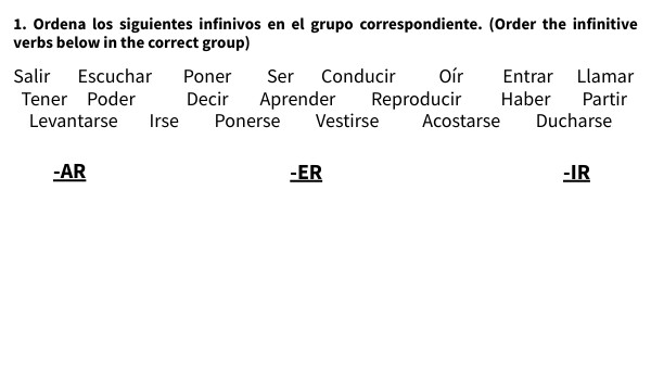 Actividades de infinitivos (Henry)