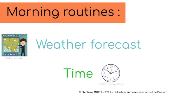 Morning routines : weather and time | Genially