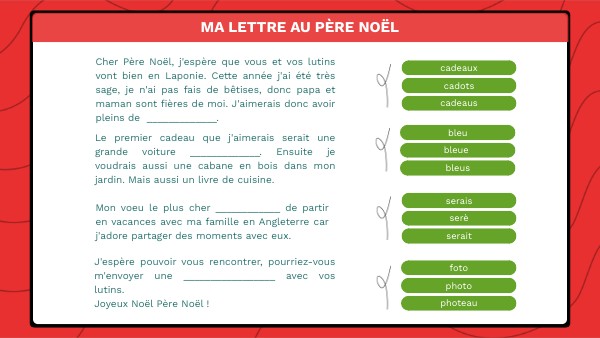 Ma lettre au Père Noël | Genially