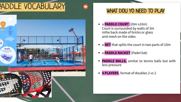 ENGLISH PADDLE VOCABULARY | Genially