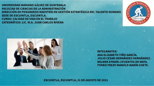 MODELOS DE CALIDAD DE VIDA DE ACUERDO CON NADLEY Y LAWLER Y WILLIAM ...