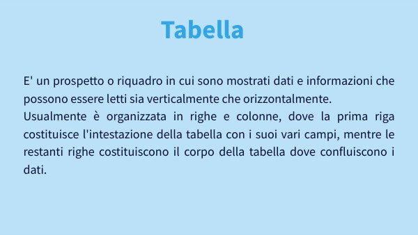 tabella | Genially