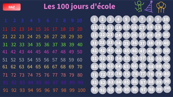 Décompte des 100 jours en maternelle