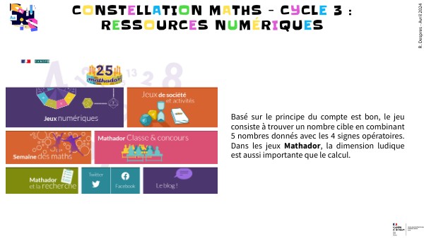 Constellation Maths – Cycle 3 : Quelques ressources numériques