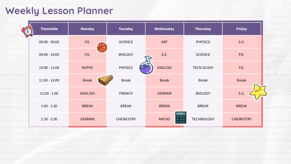 WEEKLY LESSON PLANNER