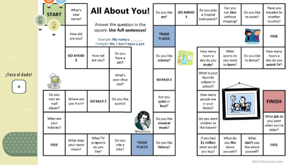 A2 - All about you Board Game | Genially
