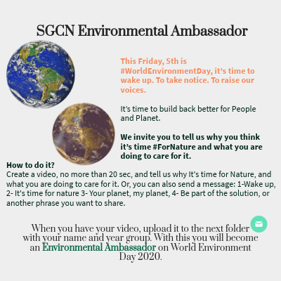 SGCN Environmental Ambassador 2020