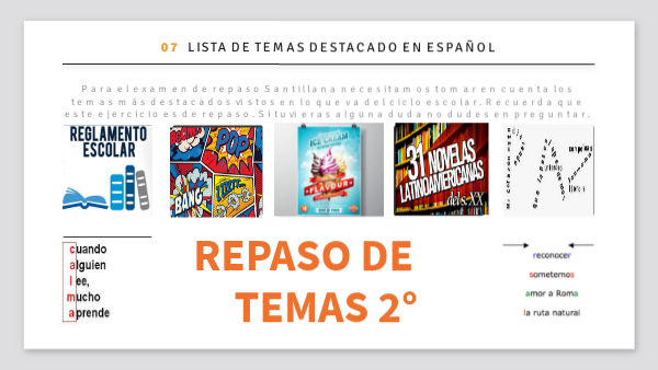 GUÍA TEMAS ESPAÑOL 2° | Genially