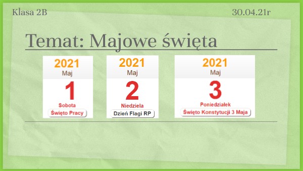 2C-Majowe święta