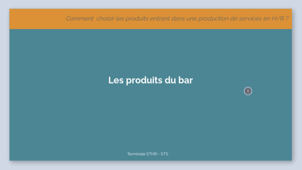 Les produits du bar | Genially
