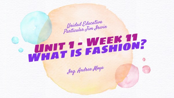 UNIT 1, week 11 - nov 6-10