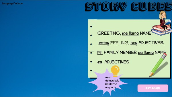 Story cubes - all about me | Genially