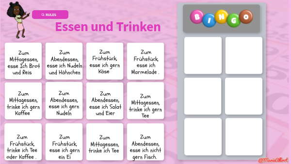 Bingo Essen und trinken | Genially