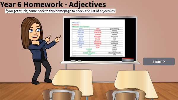 Adjectives homework Year 6 | Genially