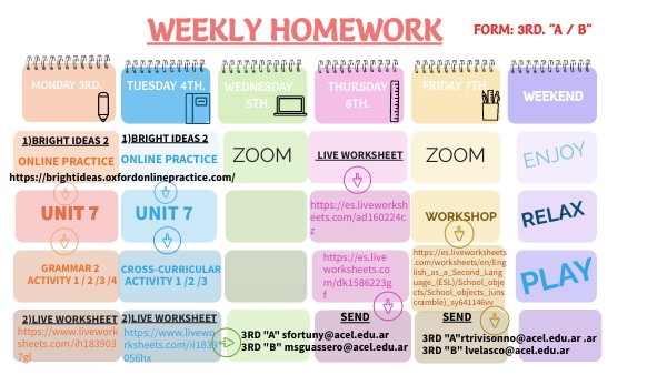 WEEKLY HW 3RD. FORM. MAY 3RD TO 7TH. GR 2