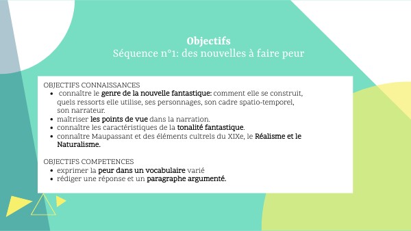objectifs séquences seconde | Genially