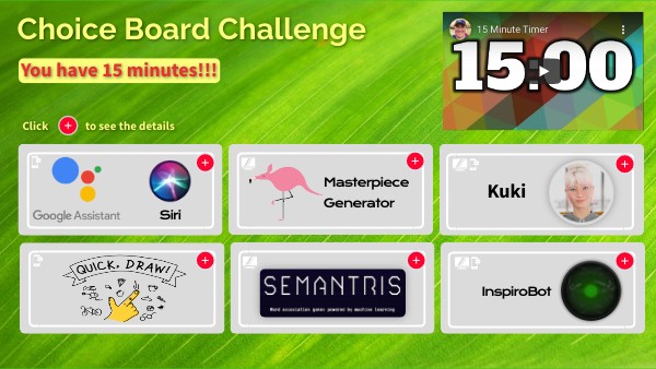 AI Modelling Choice Board | Genially