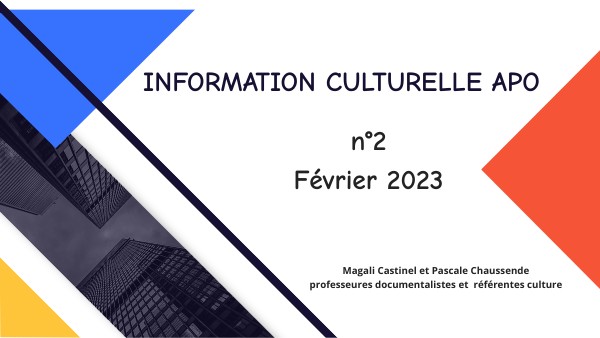 Copie - Information culturelle Apo | Genially