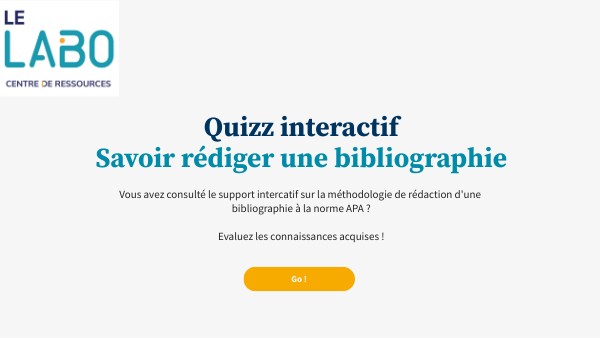Quiz bibliographie norme APA - EFD Le Labo | Genially