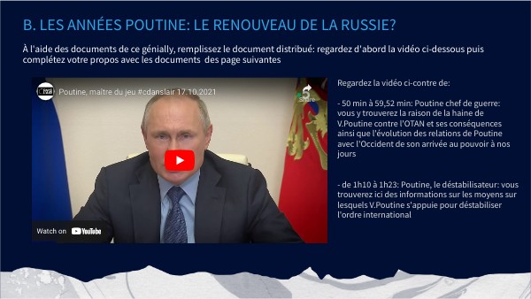 B. Les années Poutine: le renouveau de la Russie | Genially