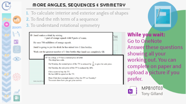 Week 23 More angles, sequences and symmetry