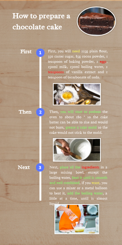 Project How to make a chocolate cake Josue Cruz 8B | Genially