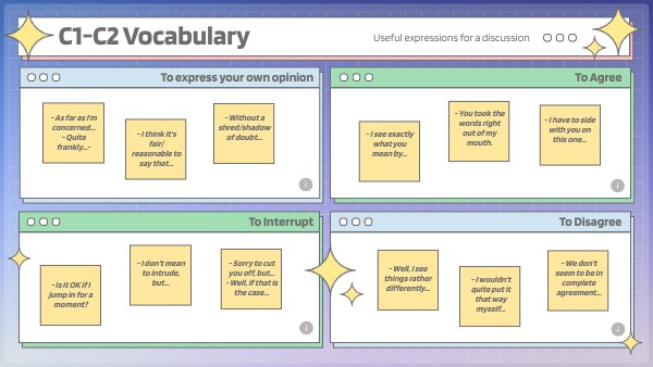 C1-C2 Expressions to give opinions | Genially