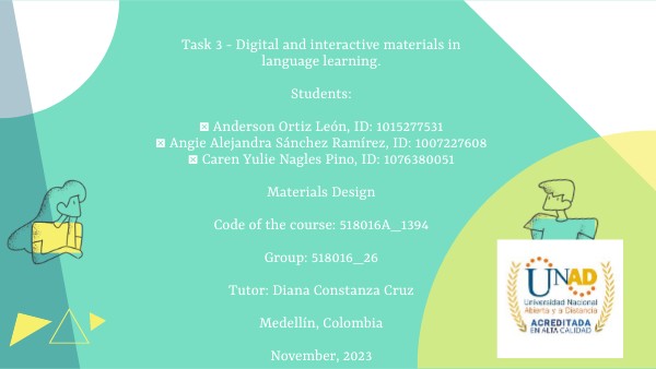 Task 3 - Digital and interactive materials in language learning. | Genially