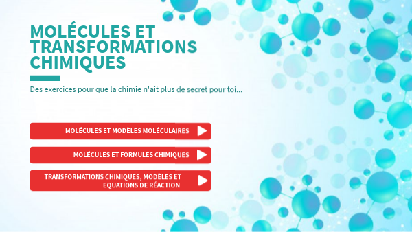 Molécules, modèles moléculaires et transformations chimiques | Genially