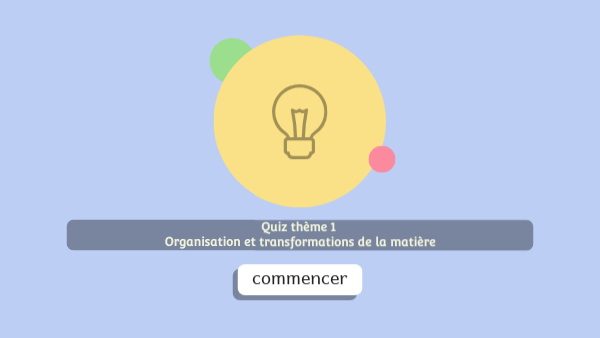 quiz thème 1 organisation et transformations de la matière | Genially
