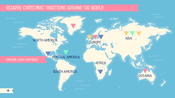 Cards of Bizarre Christmas traditions around the world | Genially
