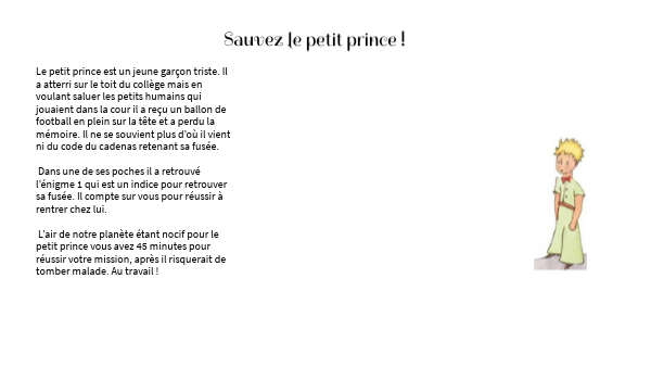 Escape game petit prince | Genially