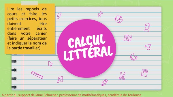 AP 3e - Calcul littéral | Genially