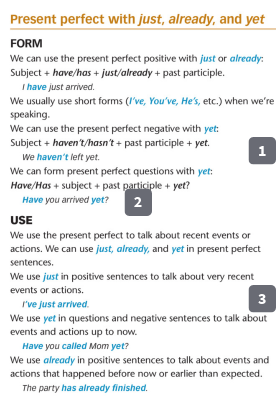 A2: Present Perfect Already, yet, just