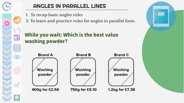 (21.22) Week 28 - Angles in Parallel Lines