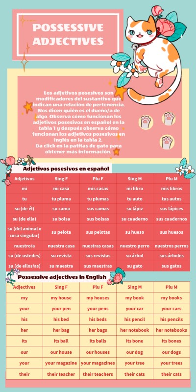 Possessive Adjectives table | Genially