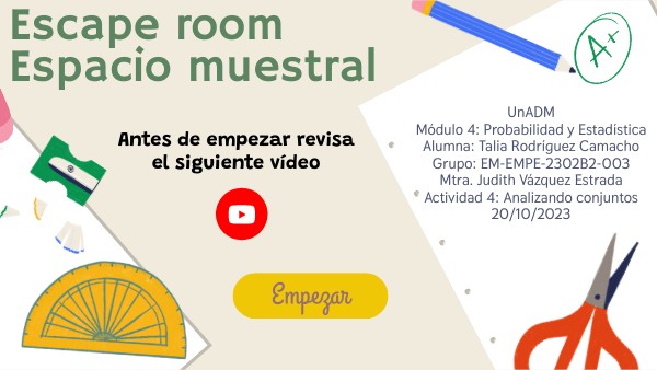 ESCAPE ROOM ESPACIO MUESTRAL | Genially