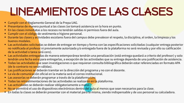 Lineamientos de la clase | Genially