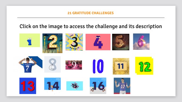 21 gratitude challenges | Genially