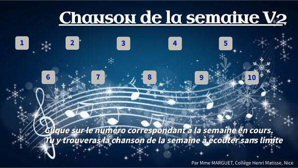 Chansons de la semaine V3 | Genially