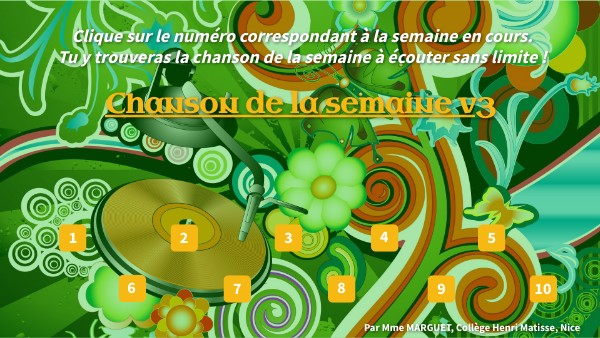 Chanson de la semaine 2022-2023 V3 | Genially