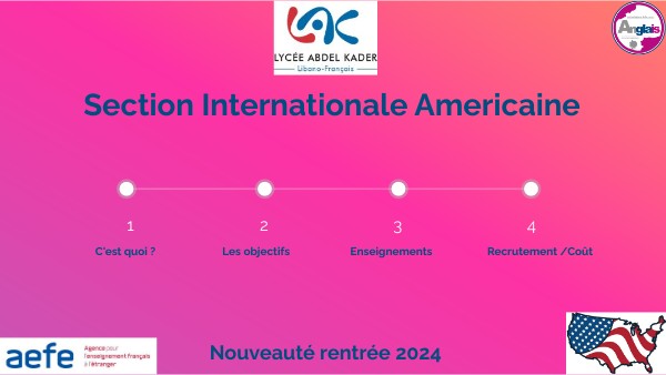 Section Internationale élémentaire rentrée 2024