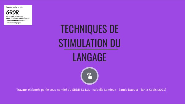 Techniques de stimulation du langage | Genially
