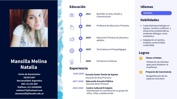 CV interactivo MANSILLA MELINA | Genially